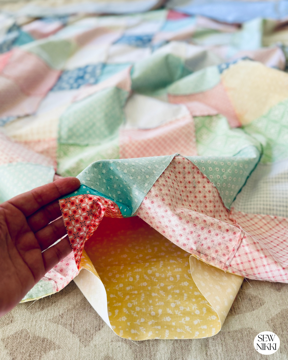 How to Sew a Double Sided Patchwork Blanket - Sew Nikki