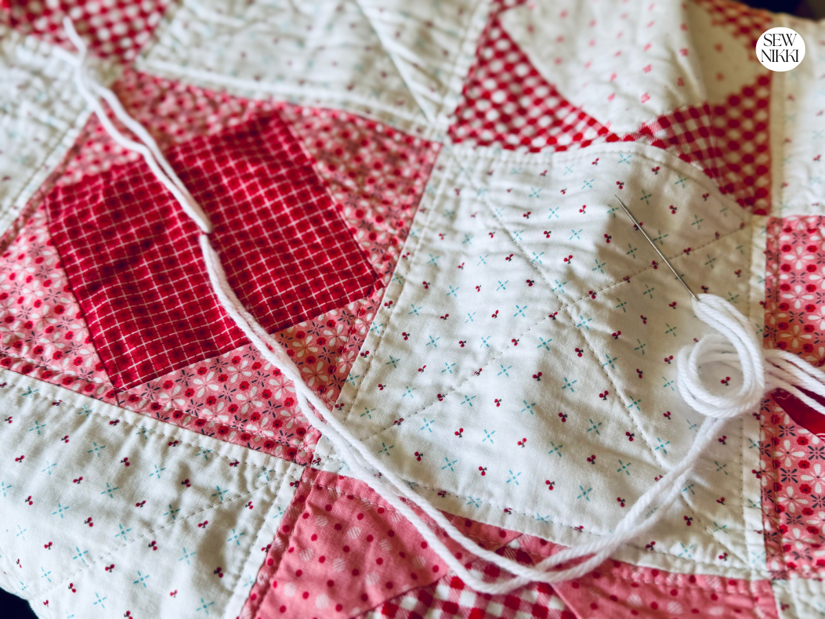 How to Tie a Quilt by Hand with Yarn (5 Easy Steps) - Sew Nikki