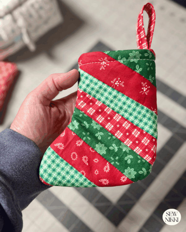 Tiny Quilted Christmas Stocking Sewing Pattern and Tutorial - Sew Nikki