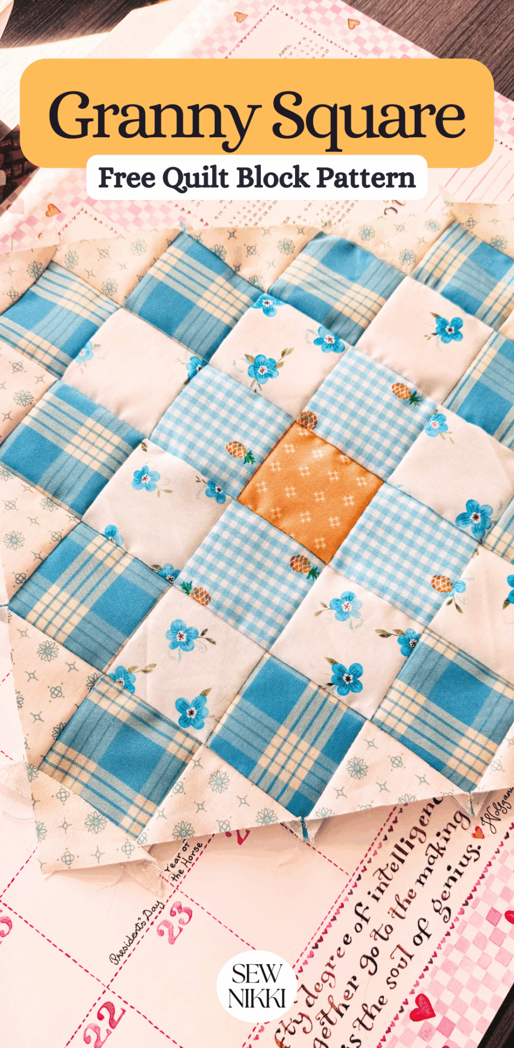 Free Scrappy Granny Square Quilt Block Pattern - Sew Nikki